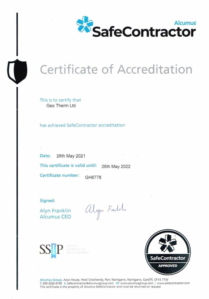 Safe Contractor accreditation for Geo Therm Ltd - Geo Therm Ltd